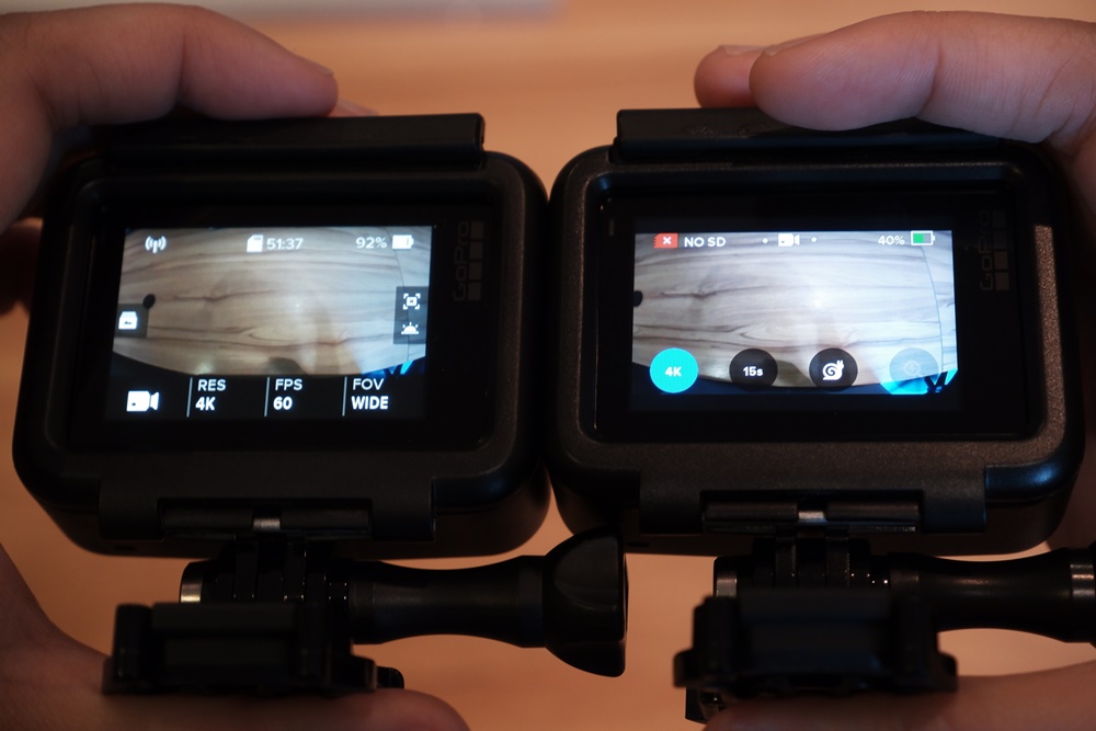 ด้านซ้ายเป็นหน้าอินเตอร์เฟสของ GoPro Hero 6 ส่วนด้านขวาเป็นของ GoPro ...
